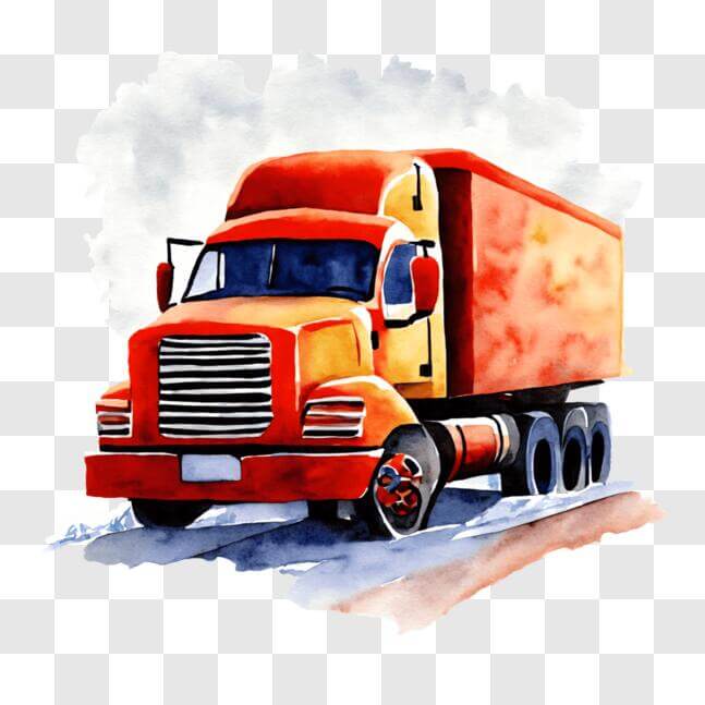 Download Orange Semi-Truck Driving Down the Road PNGs Online - Creative ...