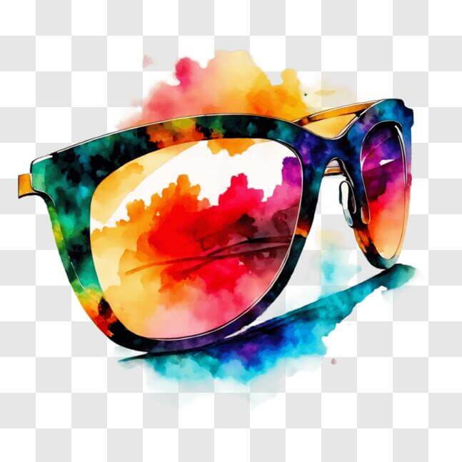Download Colorful sunglasses with watercolor splashes PNGs Online ...