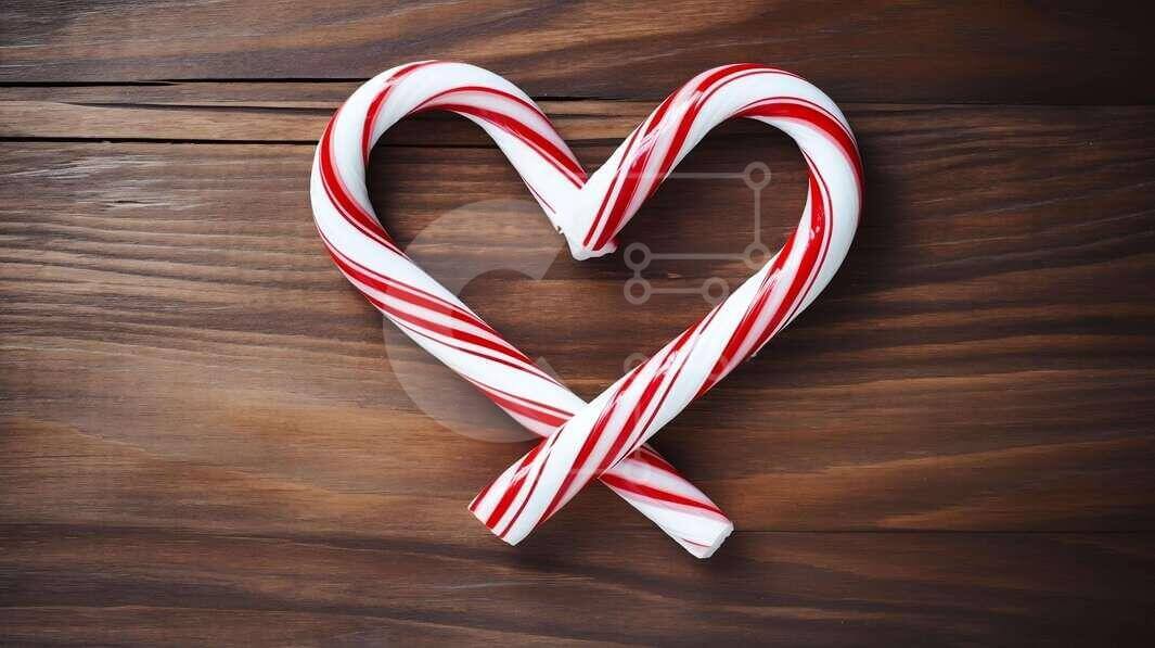 Heart-shaped Candy Cane Decoration for the Holiday Season stock photo ...