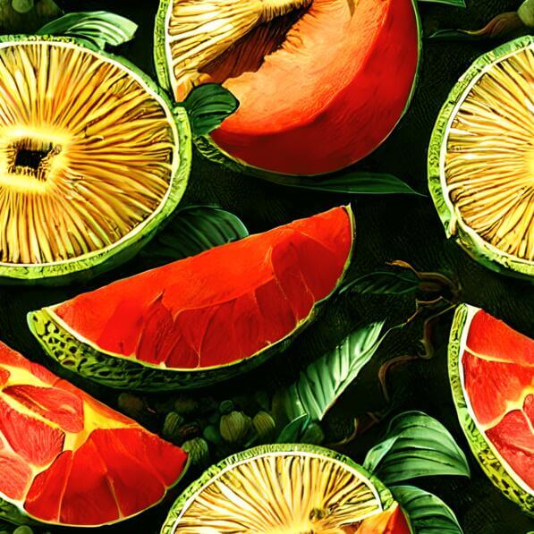 Download Colorful Citrus Fruit Artwork on Black Background Patterns ...