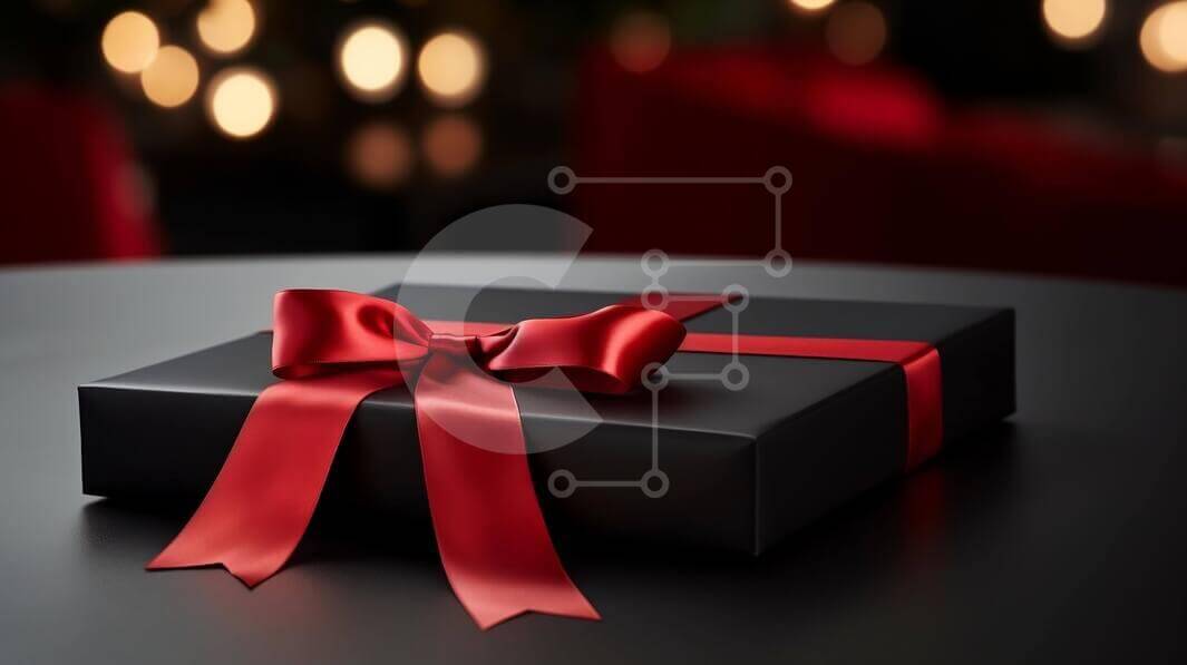 Elegant Gift Box with Red Ribbon stock photo | Creative Fabrica