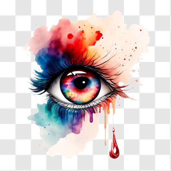 Download Eye with Colorful Dripping Paint PNGs Online - Creative Fabrica