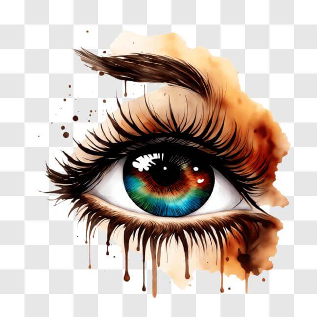 Download Colorful paint dripping on a woman's eye PNGs Online ...