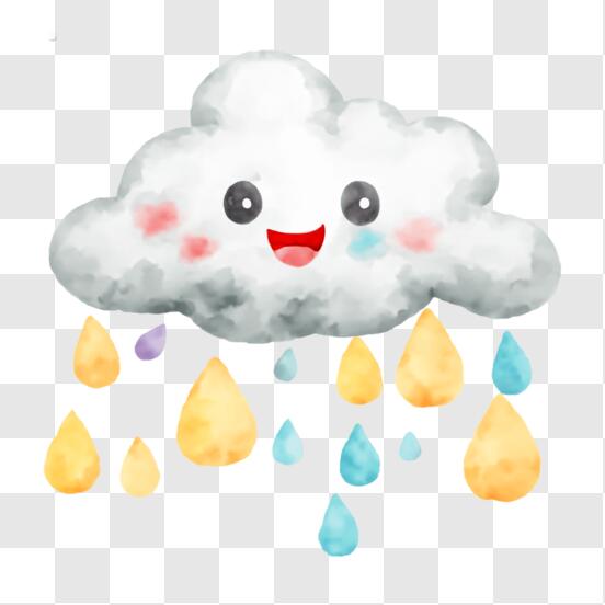 Download Cute Cloud with Rain Drops PNGs Online - Creative Fabrica