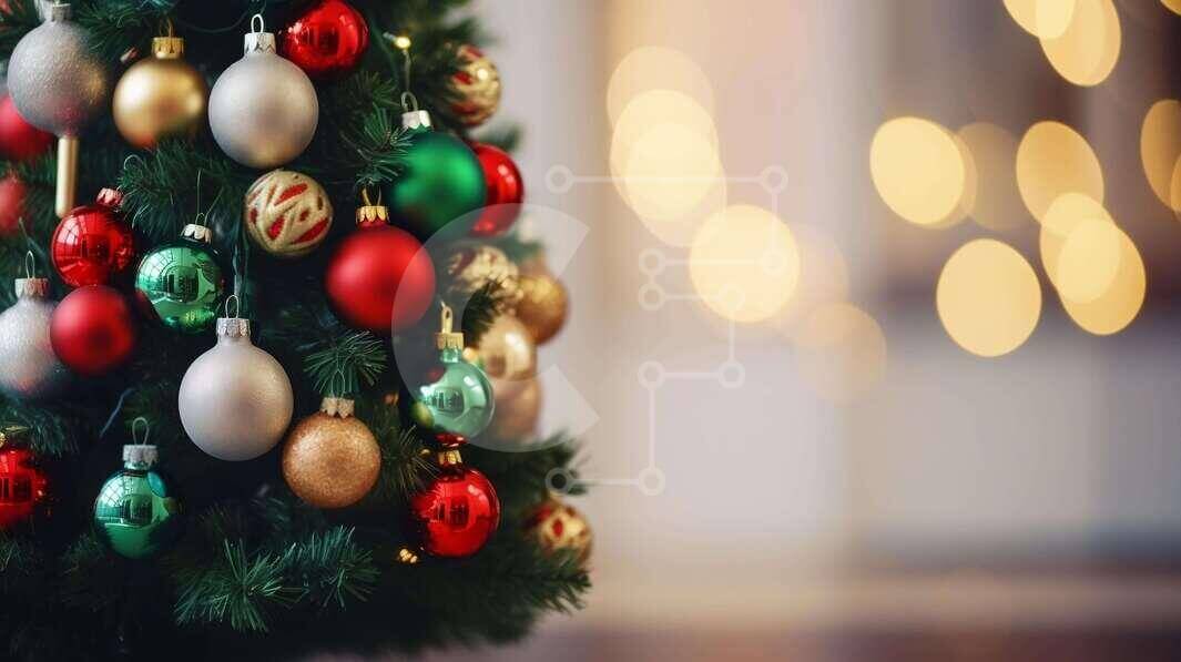 Festive Christmas Tree with Colorful Ornaments stock photo | Creative ...