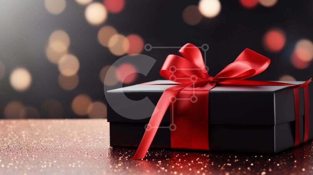 Festive and Romantic Gift Box with Red Ribbon stock photo | Creative ...