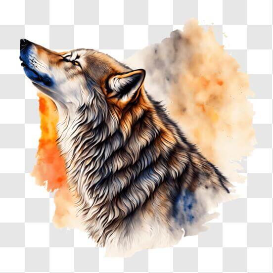 Download Colorful Wolf Painting with Trees and Mountains PNGs Online ...