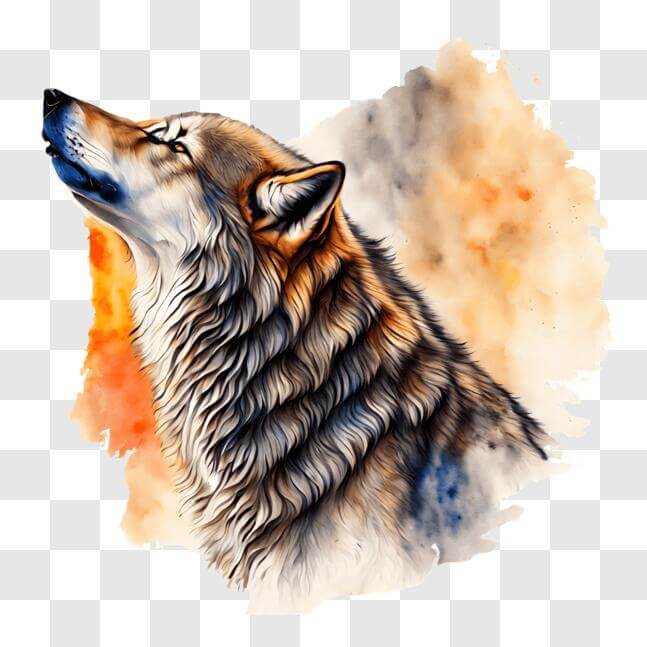 Download Howling Wolf in Abstract Watercolor Painting PNGs Online ...