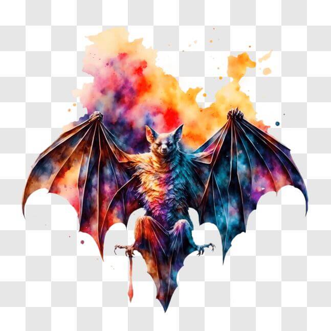 Download Colorful Bat with Wings Outstretched in the Air PNGs Online ...