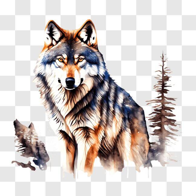 Download Wolf in the Woods Watercolor Painting PNGs Online - Creative ...