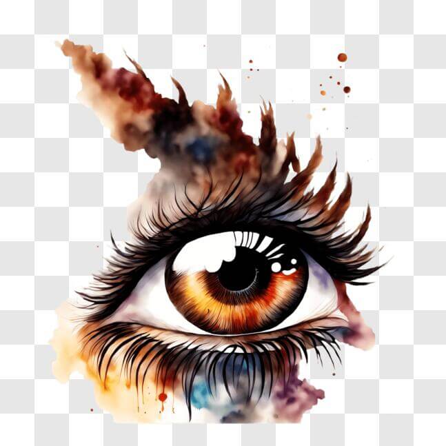 Download Abstract Art: Colorful Eye with Paint Splashes PNGs Online ...