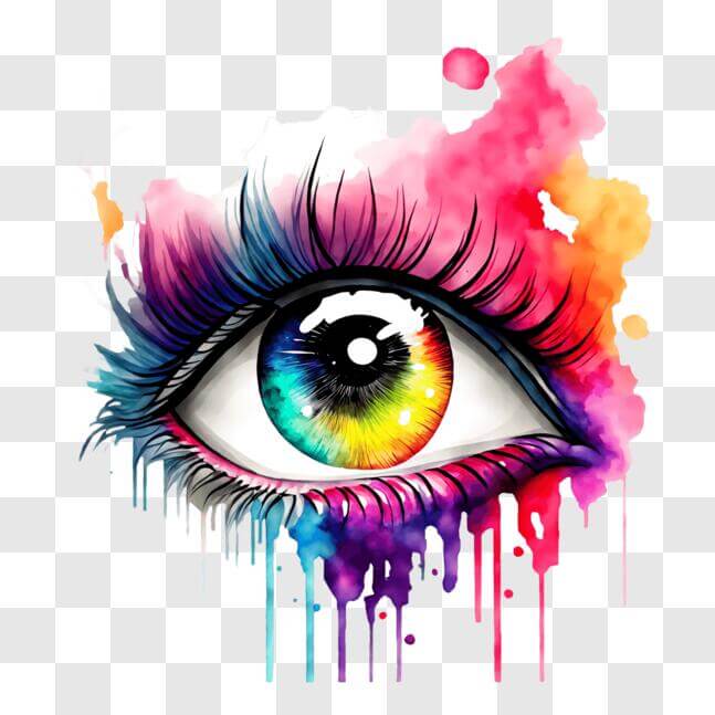 Download Colorful Eye with Dripping Paint PNGs Online - Creative Fabrica