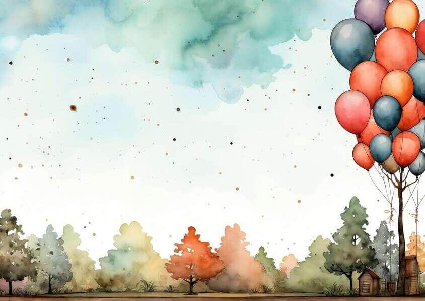 Download Colorful Balloons Floating in the Air Watercolor Painting ...