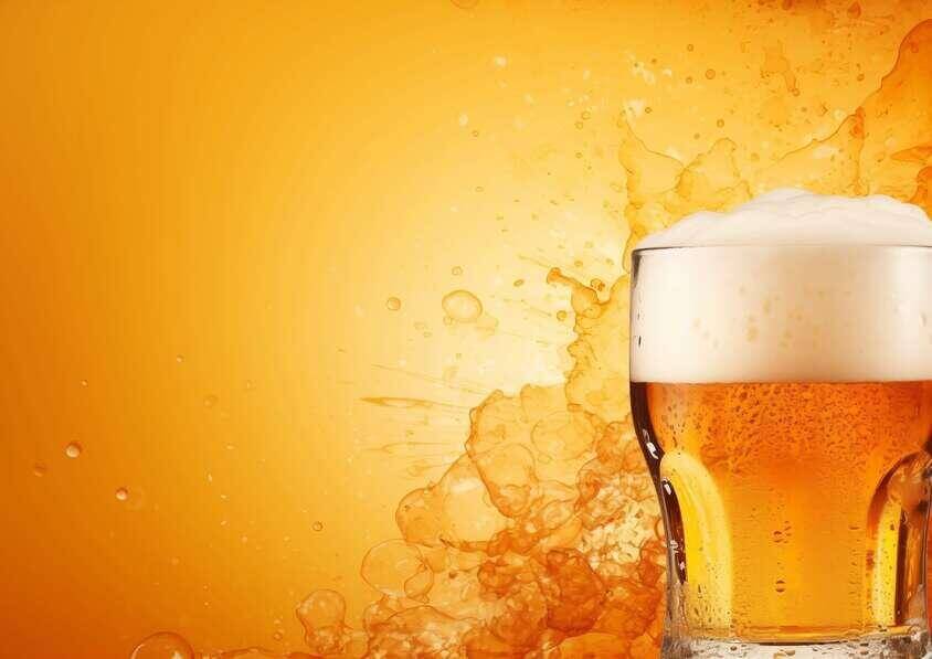 Download Glass of Beer with Foamy Liquid on Orange Background ...