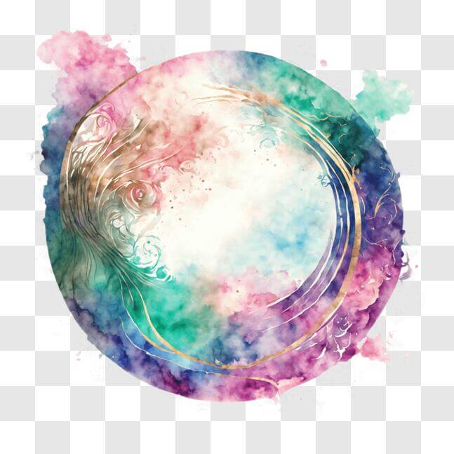 Download Colorful Circle Frame with Watercolor Splashes PNGs Online ...