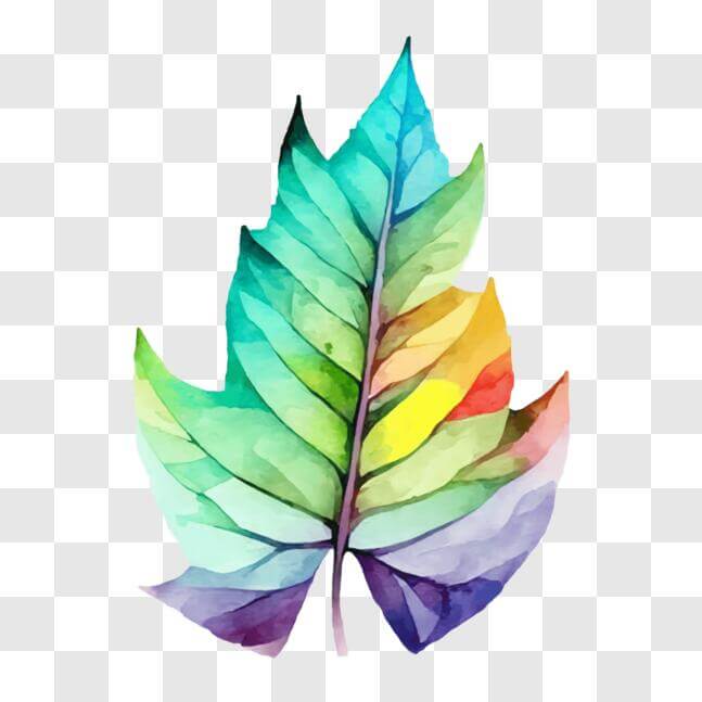 Download Colorful Watercolor Painted Leaf PNGs Online - Creative Fabrica