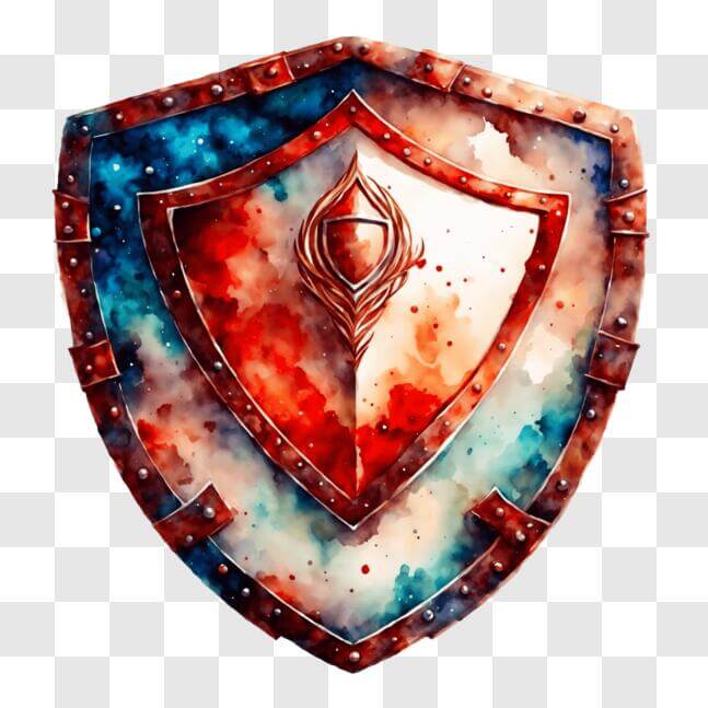 Download Watercolor Shield Painting in Red, Blue, and White PNGs Online ...