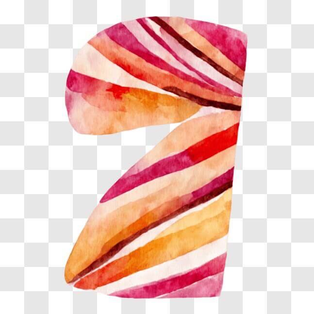 Download Colorful Watercolor Number Seven with Abstract Stripes PNGs ...
