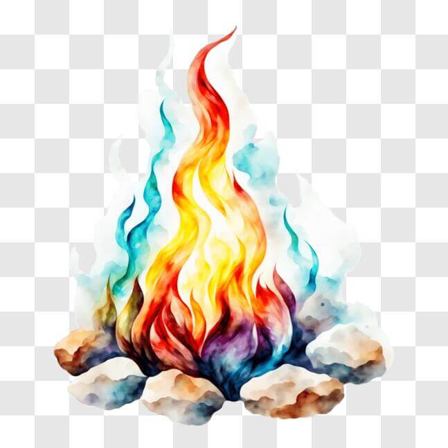 Download Colorful Fire Pit with Rocks PNGs Online - Creative Fabrica