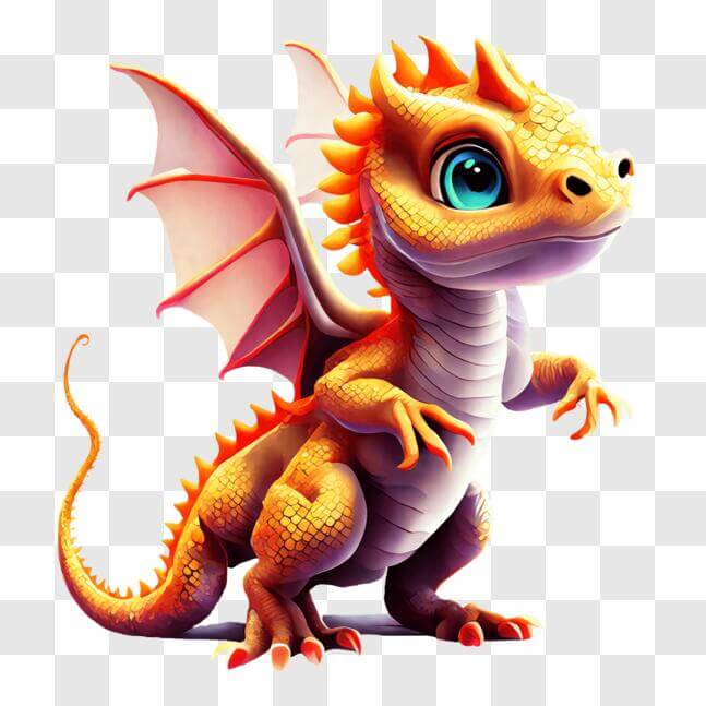 Download Small Orange Dragon with Blue Eyes and Large Wings PNGs Online ...