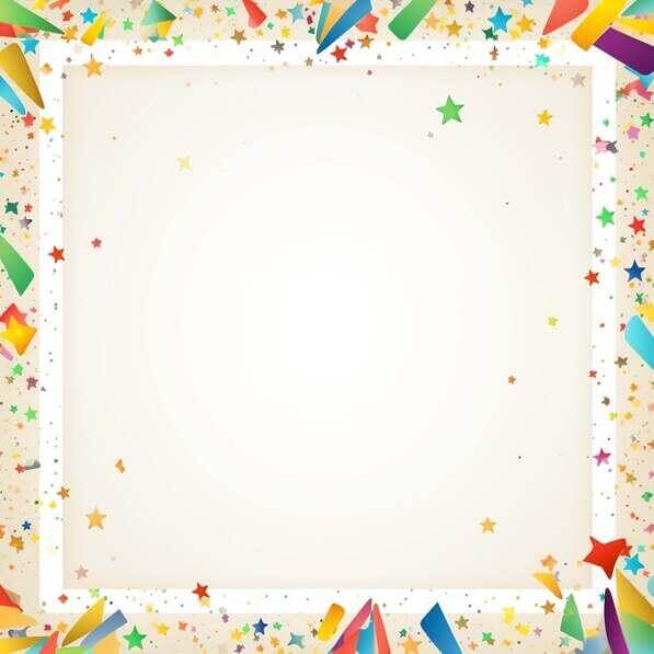 Download Empty frame with colorful stars and confetti on a white ...