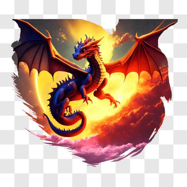 Download Red and Blue Dragon Flying in the Sky PNGs Online - Creative ...