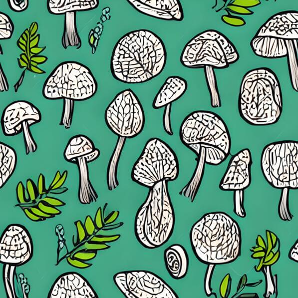Download Hand Drawn Mushroom Pattern On Teal Background Patterns Online Creative Fabrica