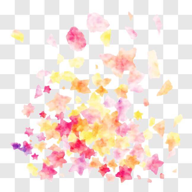 Download Colorful Falling Stars in a Watercolor Painting PNGs Online ...
