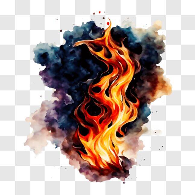 Download Abstract Flame Fire Painting on Black Background PNGs Online ...