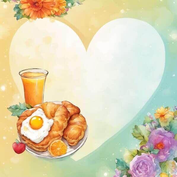 Download Heart-shaped breakfast with colorful flowers and fruits ...