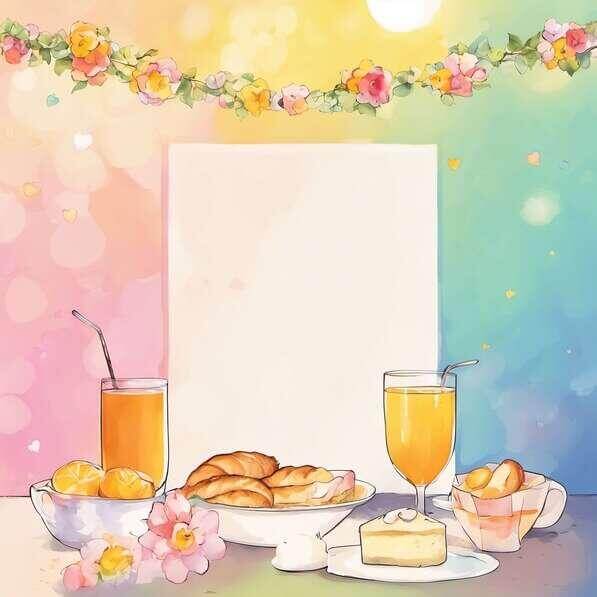 Download Colorful Breakfast Table with Fruit and Blank Poster ...