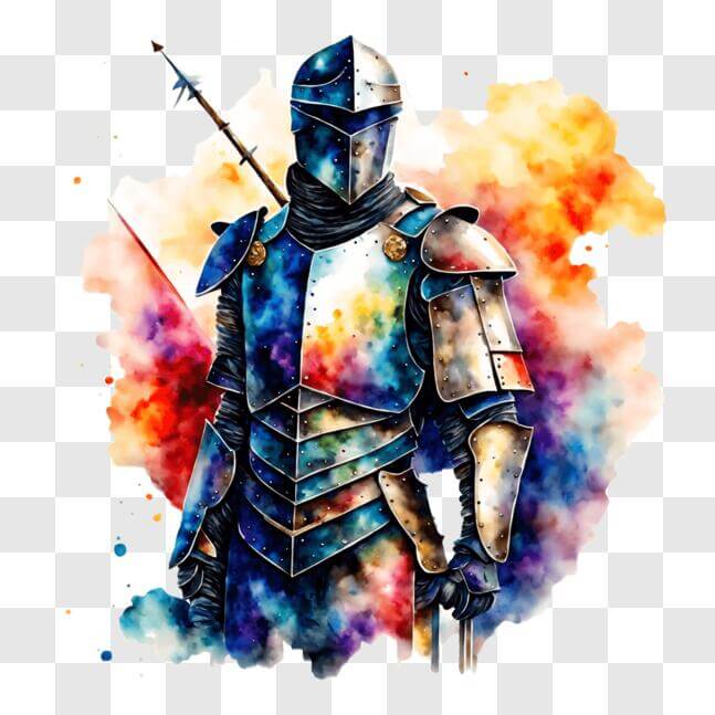 Download Watercolor Painting of Knight in Armor with Colorful Paint ...