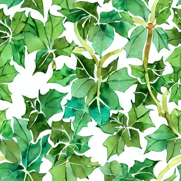 Download Green Ivy Leaves Watercolor Seamless Pattern on White ...