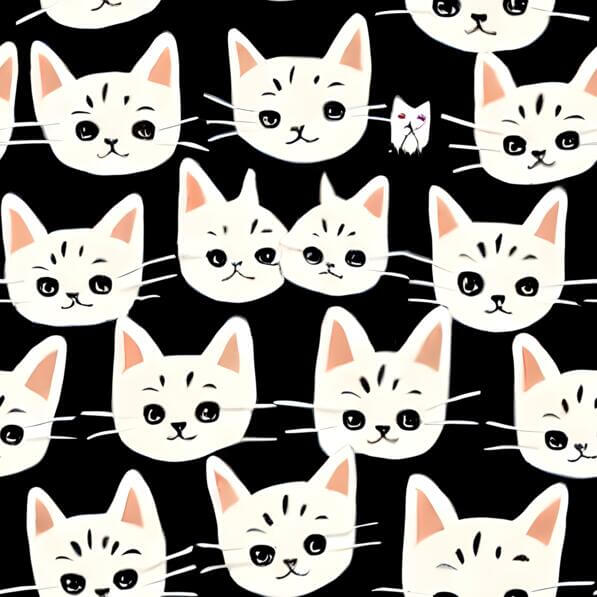 Download White Cats Pattern on Black Background Patterns Online ...
