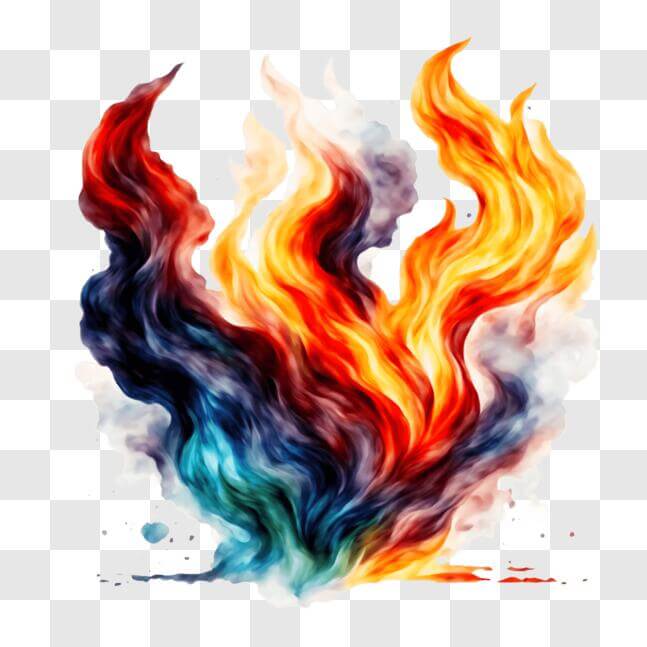 Download Colorful Fire on Transparent Background PNGs Online - Creative ...