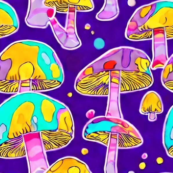 Download Colorful Mushrooms on Purple Background Patterns Online ...