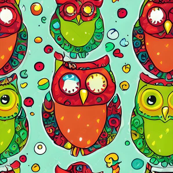 Download Colorful Owl Pattern with Octopuses and Dots Patterns Online ...