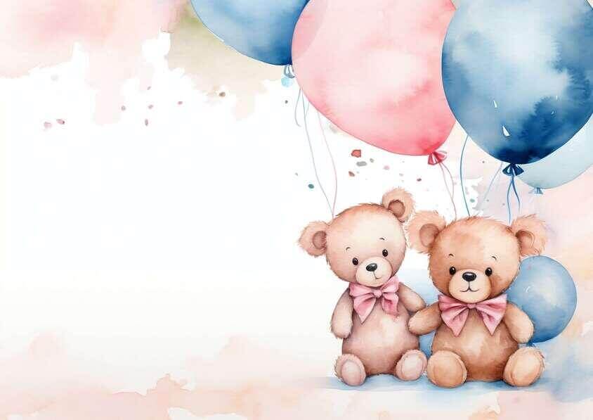 Download Two Teddy Bears on Watercolor Background Backgrounds Online ...