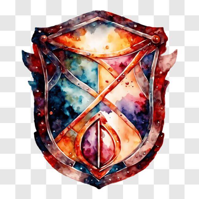 Download Colorful Watercolor Shield Design with Swords and Arrows PNGs ...