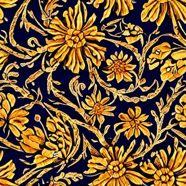 Download Yellow Flower Pattern on Dark Blue Background Patterns Online ...