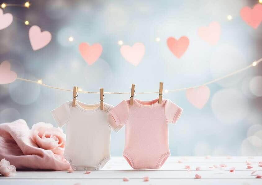 Download Baby Clothes Hanging on a Clothesline with Hearts Backgrounds ...