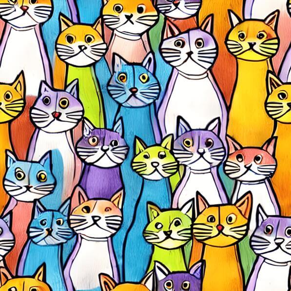 Download Colorful Cats Pattern Art Print for Home or Office Patterns ...