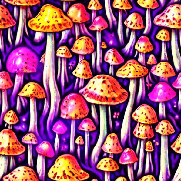 Download Colorful Mushroom Pattern in Purple, Orange, Yellow, and Green ...