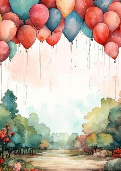 Download Colorful Balloons in the Air Watercolor Painting Backgrounds ...