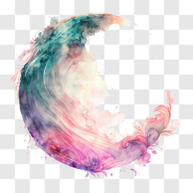 Download Abstract Crescent Moon Watercolor Painting PNGs Online ...