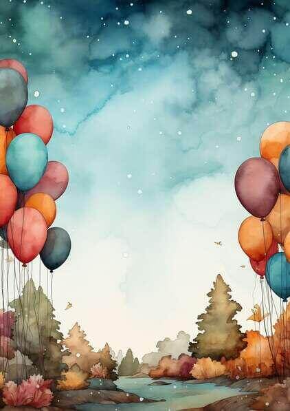 Download Colorful Balloons in the Air with Autumn-colored Sky ...
