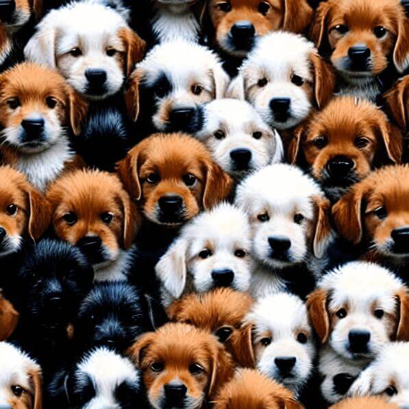 Download Group of Puppies Looking at Each Other in Art Installation ...