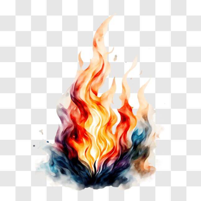Download Colorful Fire Burning in the Air - Illustration PNGs Online ...