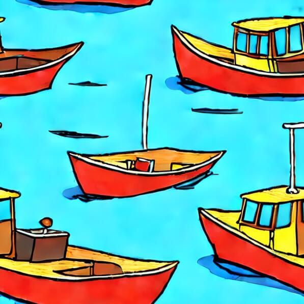 Download Red Boats Floating in Blue Water Patterns Online - Creative ...