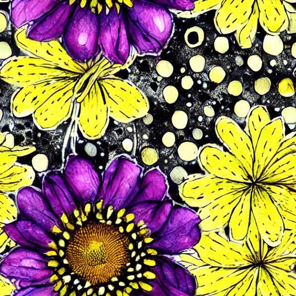 Download Watercolor Painting of Purple and Yellow Flowers Patterns ...
